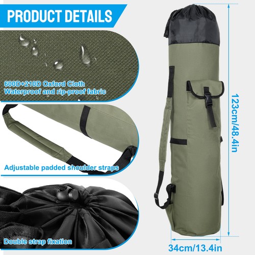 Fishing Pole Bag with Rod Holder Waterproof Tackle Storage Bag Tear ...