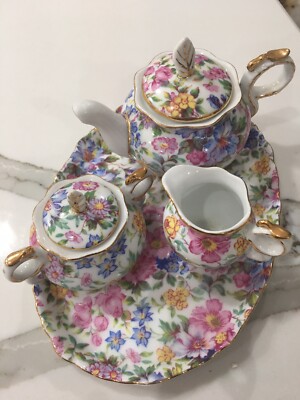 VINTAGE NANTUCKET MINIATURE PORCELAIN TEA SET WITHOUT ORIGINAL BOX | eBay