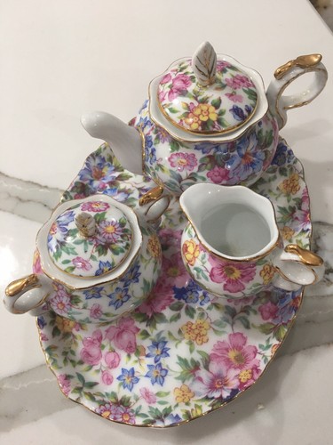 VINTAGE NANTUCKET MINIATURE PORCELAIN TEA SET WITHOUT ORIGINAL BOX | eBay