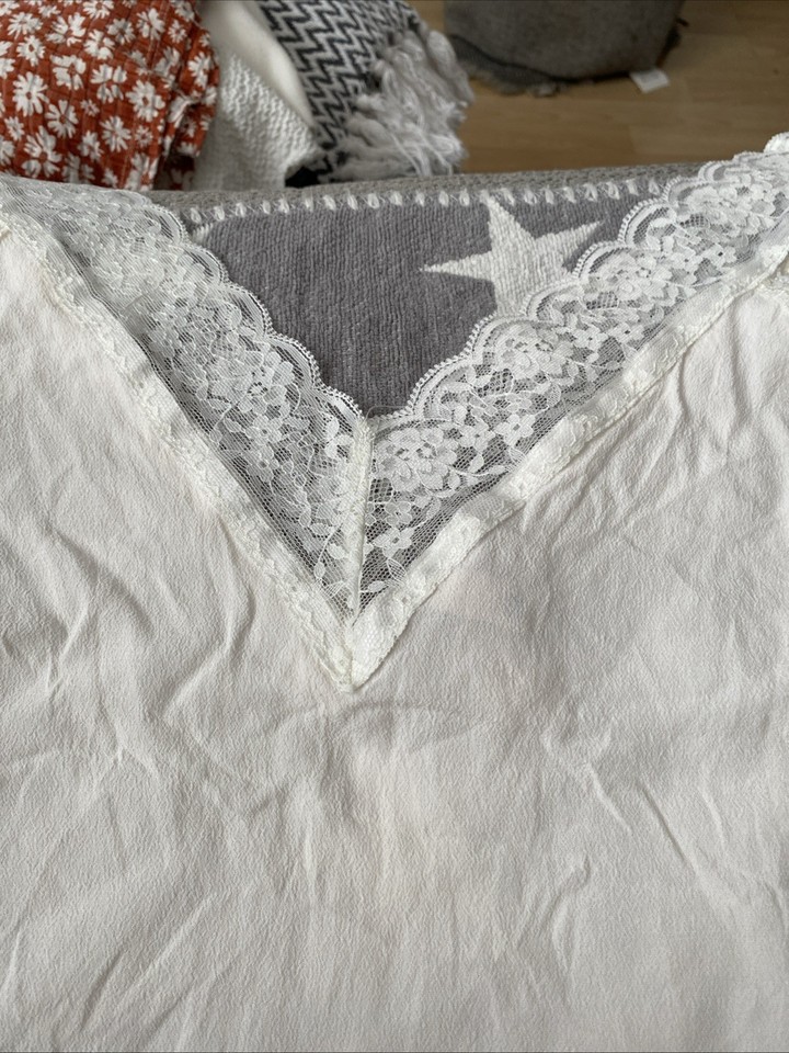 Ladies Cream Lace Detail Top Size 14 | eBay UK