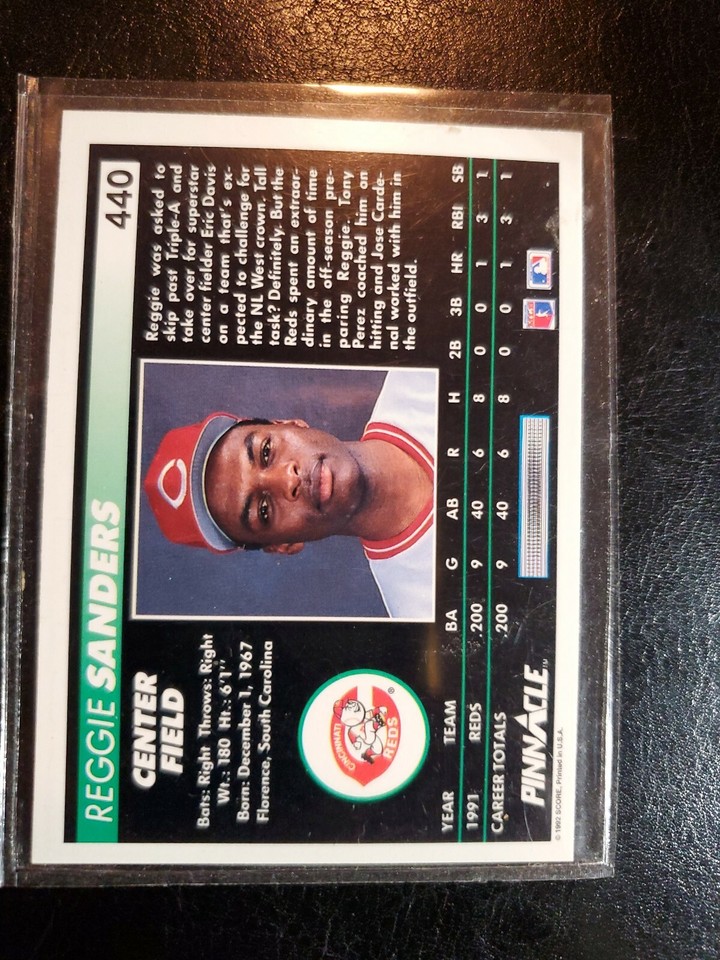 1992 Pinnacle Baseball Card #440 Reggie Sanders. USA shipper. | eBay