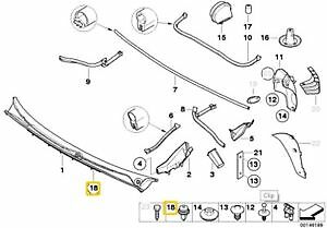 BMW E46 Front Windscreen Trim Cover Clip Cowl Plastic 51718234698 ...