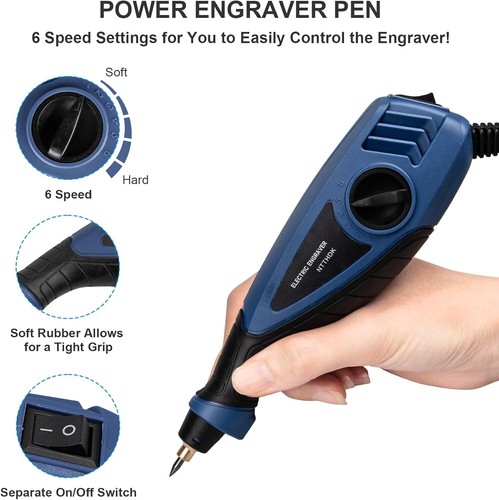 25W Engraving Pen, 6 Speed Power Engraving Tool, Handheld Engraver Pen ...
