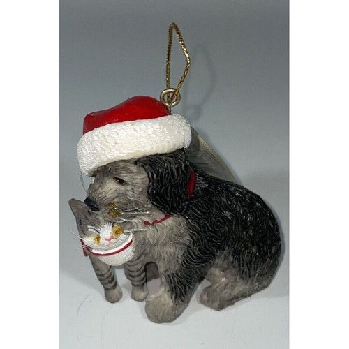 NEW Kurt Adler Grey Dog Cat Kitten Santa Hat Christmas Holiday Ornament ...