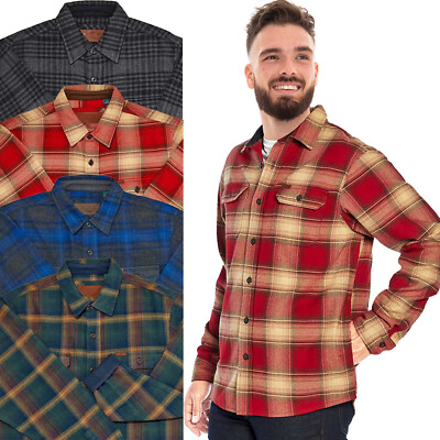 Mens Flannel Lumberjack Shirt Jacket Plaid Check Heavyweight Hand ...