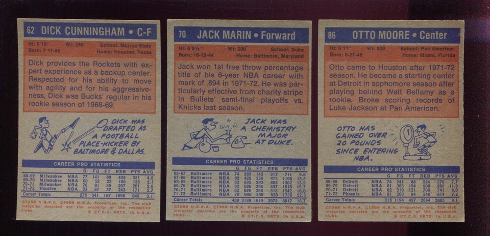 1972-73 Topps Basketball Card Lot of (3) Houston Rockets | eBay