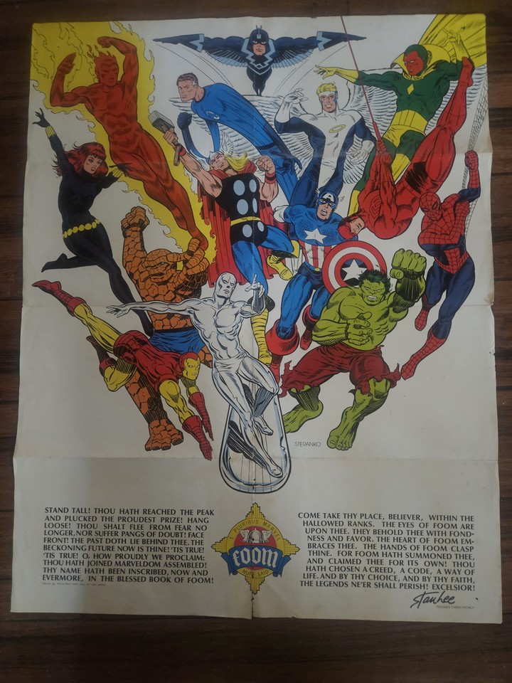 Marvel Character FOOM Poster 1973-about 22" x 28"-Folded-Jim Steranko ...