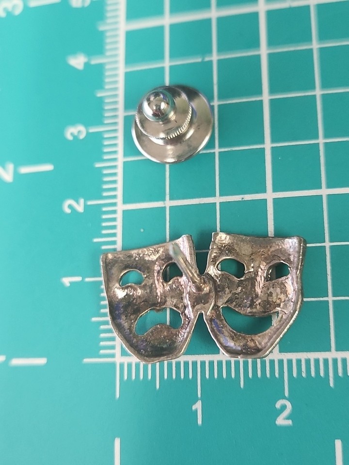Vtg Theater Mask Comedy And Tragedy Silver Tone Lapel Pin | eBay