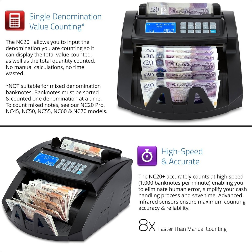 The ZZap NC20+ Banknote Counter & Counterfeit Detector - Counts 1000 ...