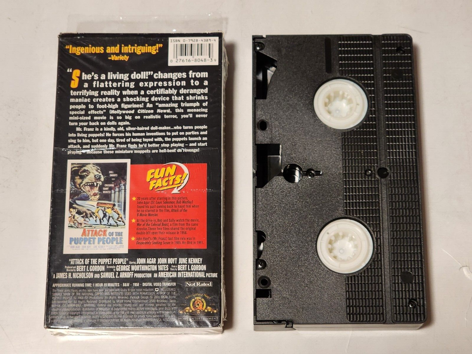 ATTACK OF THE PUPPET PEOPLE VHS TAPE IN BOX JOHN AGAR JOHN HOYT JUNE ...