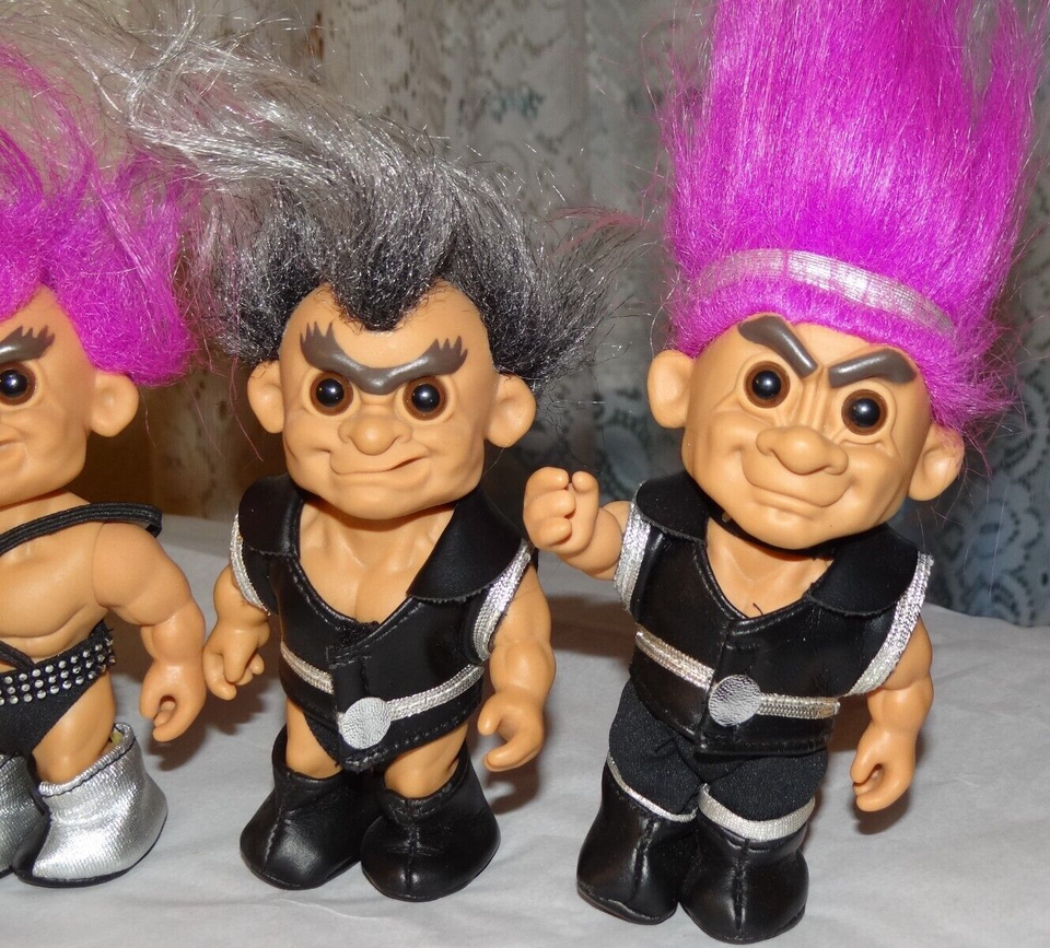 5 vintage Russ DOOM SLAYERS troll doll lot 1990's blue pink purple gray ...