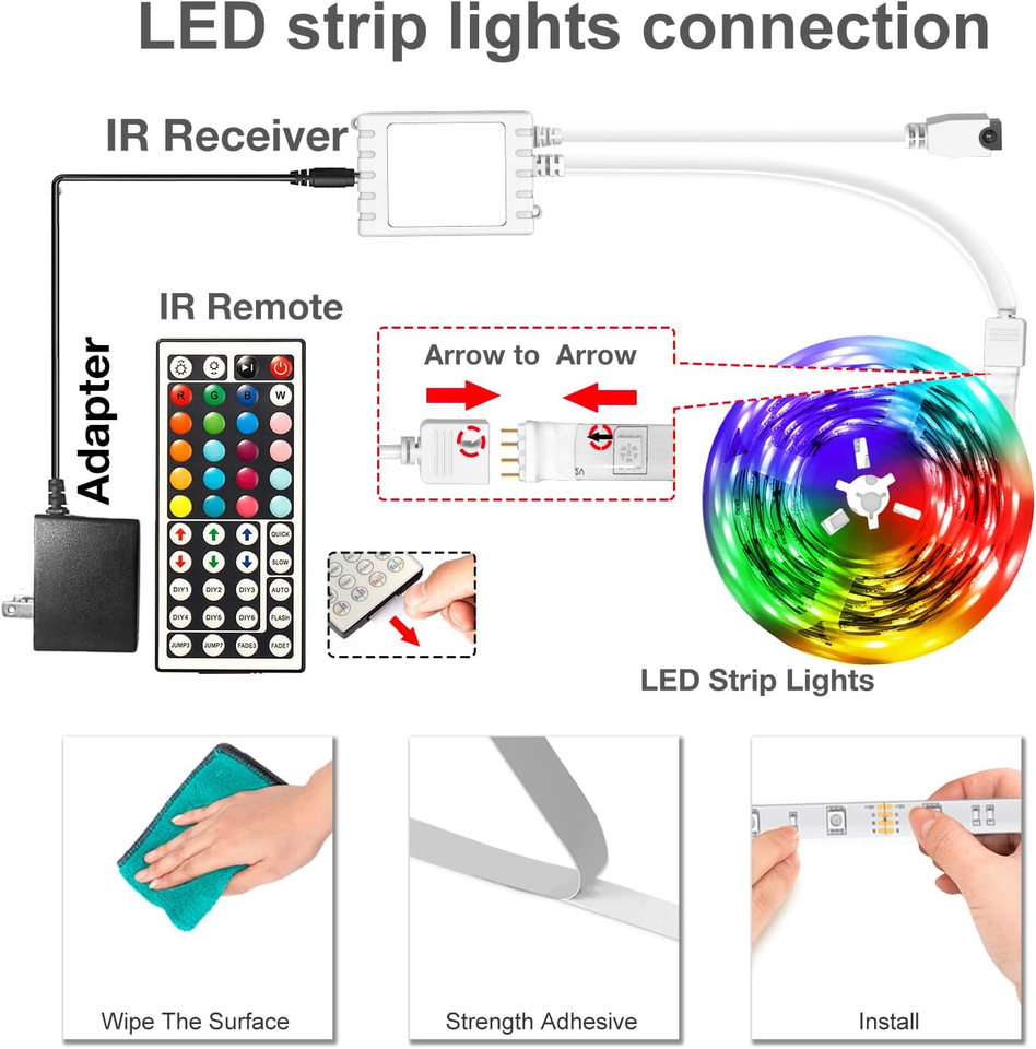 100Ft LED Strip Lights, Smart Light with App Remote Control, RGB LED ...