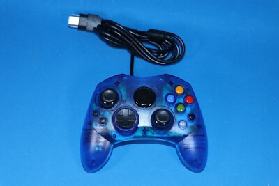 WIRED S TYPE CONTROLLER FOR ORIGINAL MICROSOFT XBOX BLUE TRANSLUCENT ...