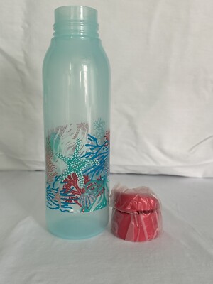 Tupperware Eco Water Bottle Treasures of the Sea Blue 25 oz Flip-Top ...