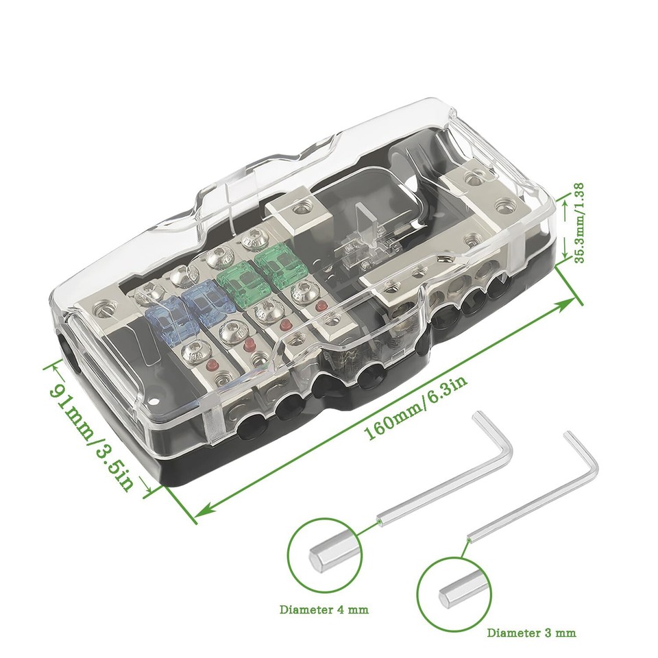 Fused Power Distribution Block Car Audio MIDI(Mini-ANL) Fuse Block 12V ...