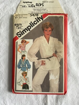 1980s Ruffled Pirate Boho Blouse Simplicity 5478 14-16 UNCUT | eBay