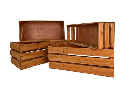Pine Rectangle Storage Display Box Set of 4 | eBay
