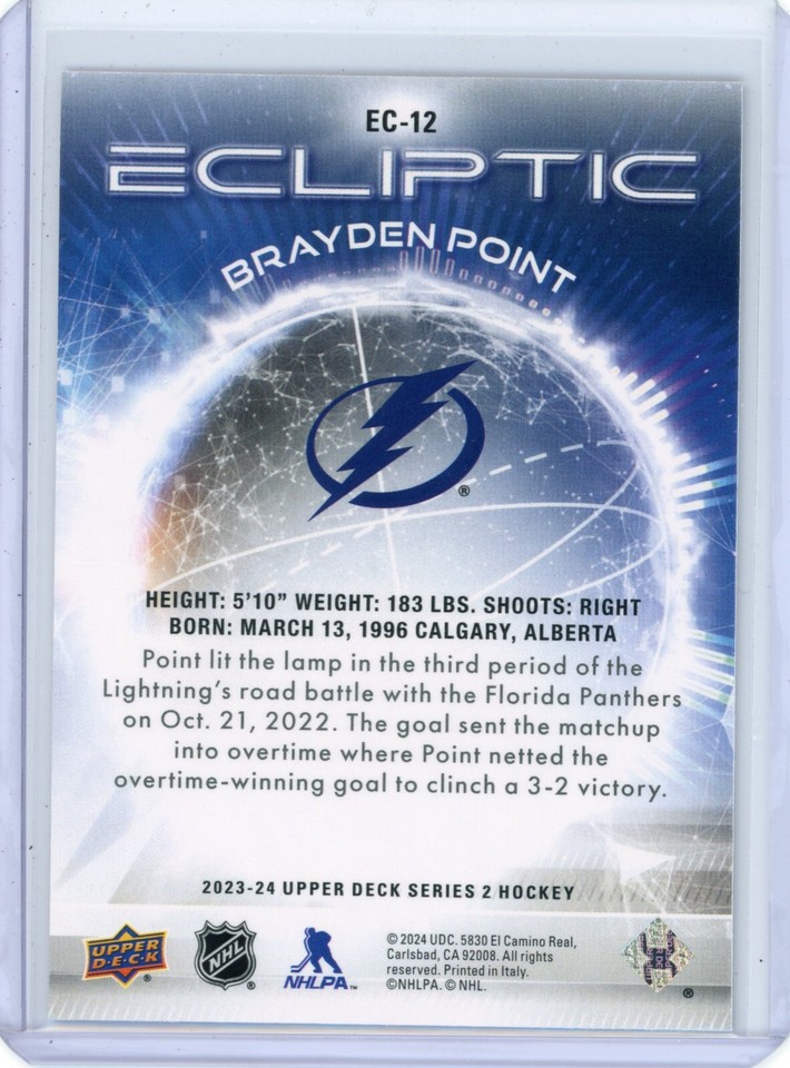 2023-24 Upper Deck Brayden Point Speckle Ecliptic Insert - Tampa Bay Lightning | eBay