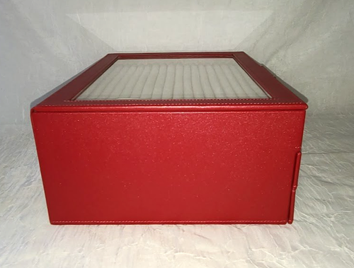 Wolf LARGE 3 Tier Jewelry Box RUBY RED Glass Lift Top + 2 Drawers NEW ...