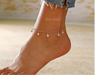 Round Cut Star Shape Women's Beauty Anklet Bracelet 9.5in 14K Yellow ...