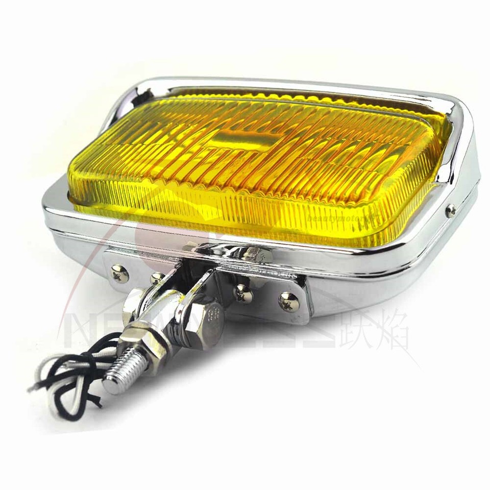 Square Retro Chrome Headlight Motorcycle for Harley Chopper Amber Cafe ...