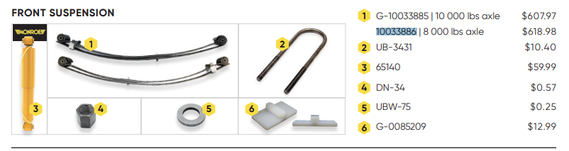 Hendrickson Suspension Front Spring 2 Leaf 8,500k Blue Bird Vision BBCV ...