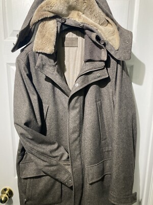 $5000 Ermenegildo Zegna Elements Cashmere Fur Brown Icer Traveller Coat ...