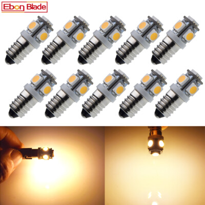 10x 12V DC Warm White E10 SCREW 1447 LED LAMP CAR BICYCLE TORCH 4300K ...