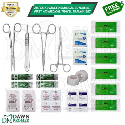 28 Pcs Advanced Surgical Suture Kit EMT EMS First Aid Medical Travel ...