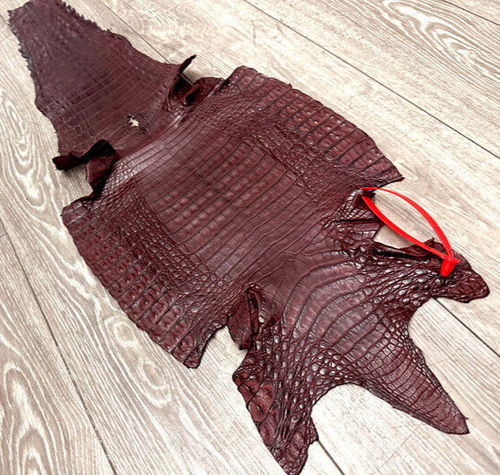 Mahogany Genuine Caiman Crocodile belly Hide Leather Skin real ...