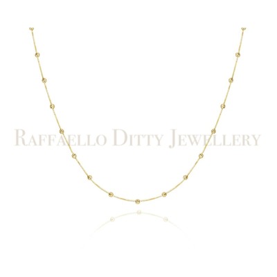 Real 14k Yellow Gold Chain Necklace Shimmering Laser Finish Minimalist ...