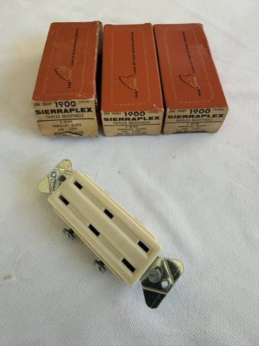 NOS Three Vintage Sierraplex Triple Outlets - Ivory Triplex Receptacles ...