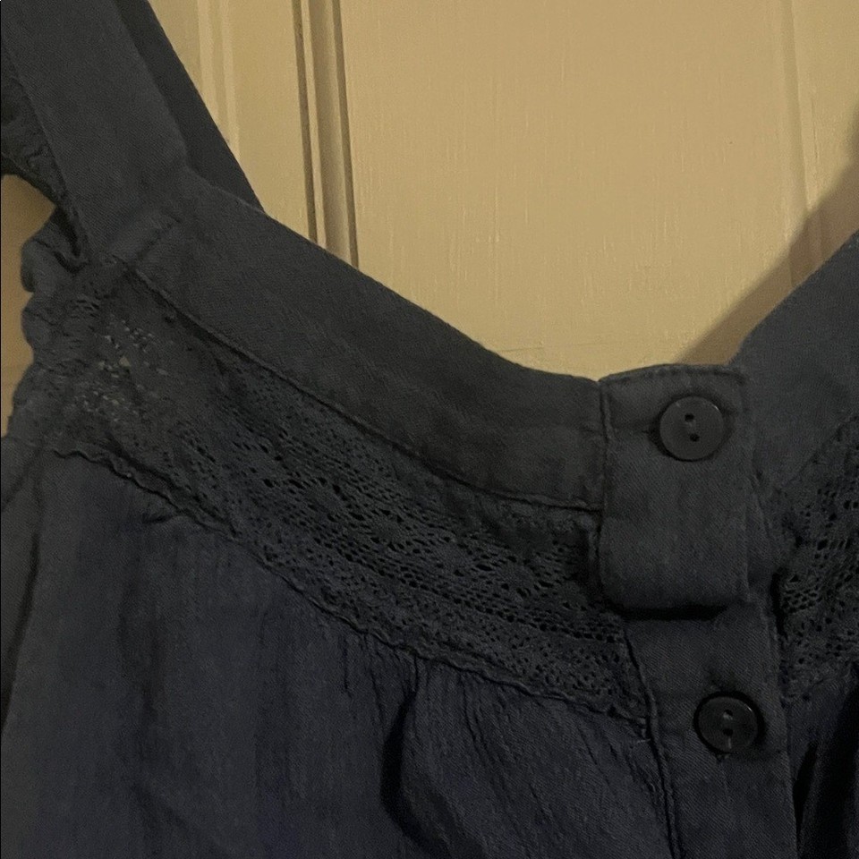 American Eagle Outfitters Dark Blue Ruffle Sleeveless Blouse | eBay