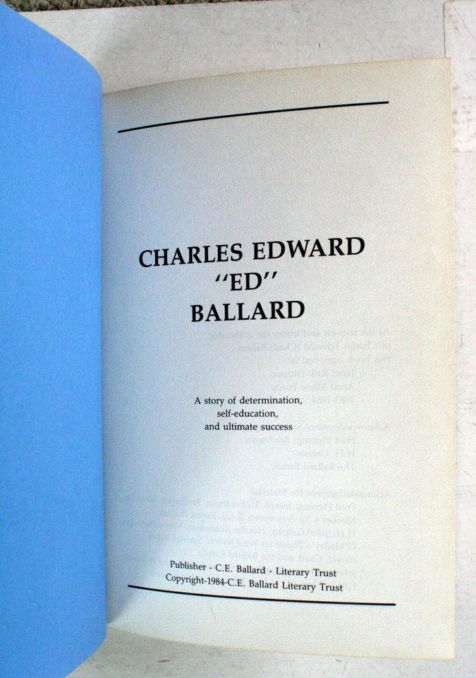 The Ballards In Indiana Charles E. (Chad) Ballard Hardcover 1984 ...