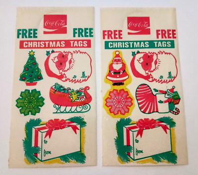 2 1970 Coke Coca-Cola Christmas Present Name Stickers Free Promo Unused ...