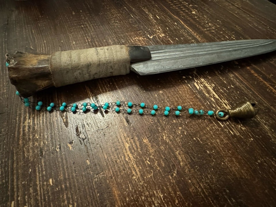 Hudson Bay Fur Trade Era Knife/Dagger Bone Handle Trade Beads Northwest ...