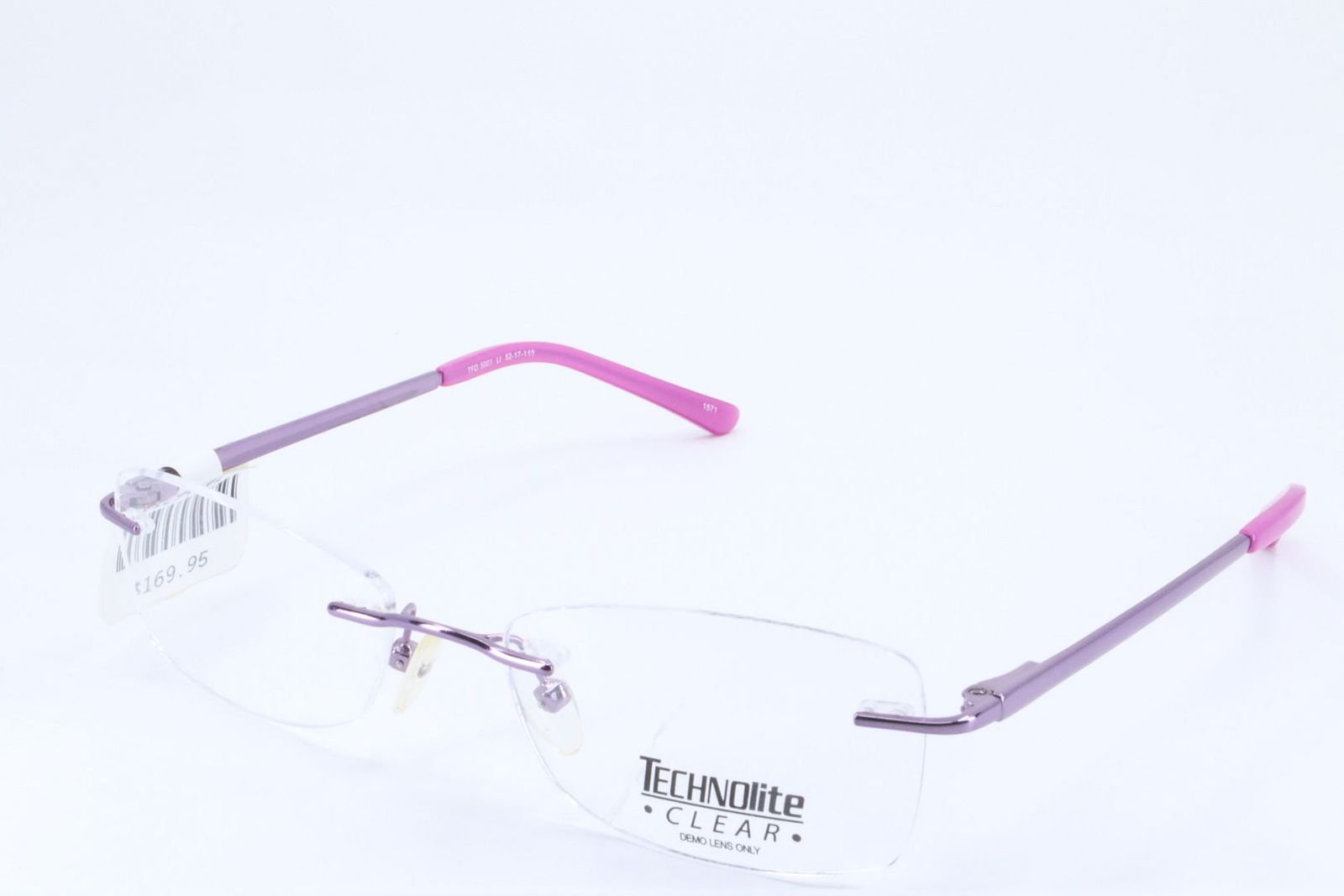 Technolite TFD5001 Lilac Rectangle Women Rimless 52-17-140 Eyeglasses ...