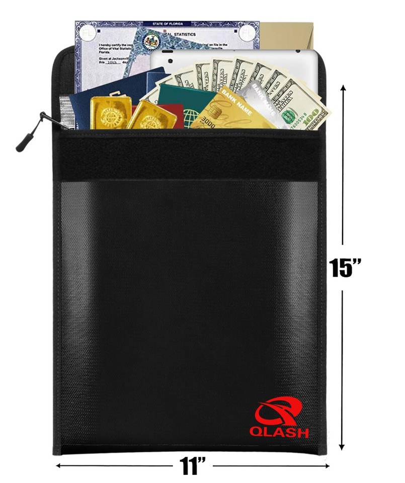 Extra Large 2000℉ Fire Proof money Bag 15x11 in Document Pouch ...