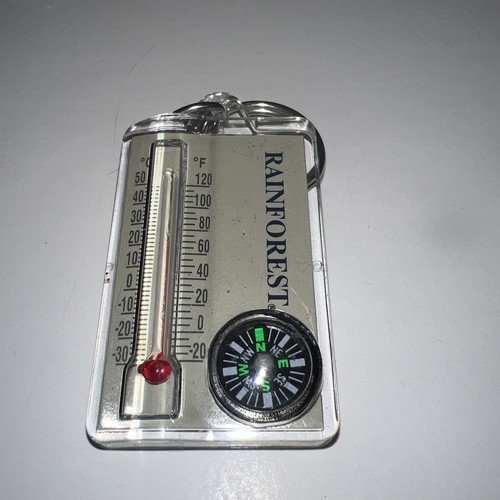 Vtg. Rainforest Plastic Pocket Mini Thermometer /Compass Advertising ...