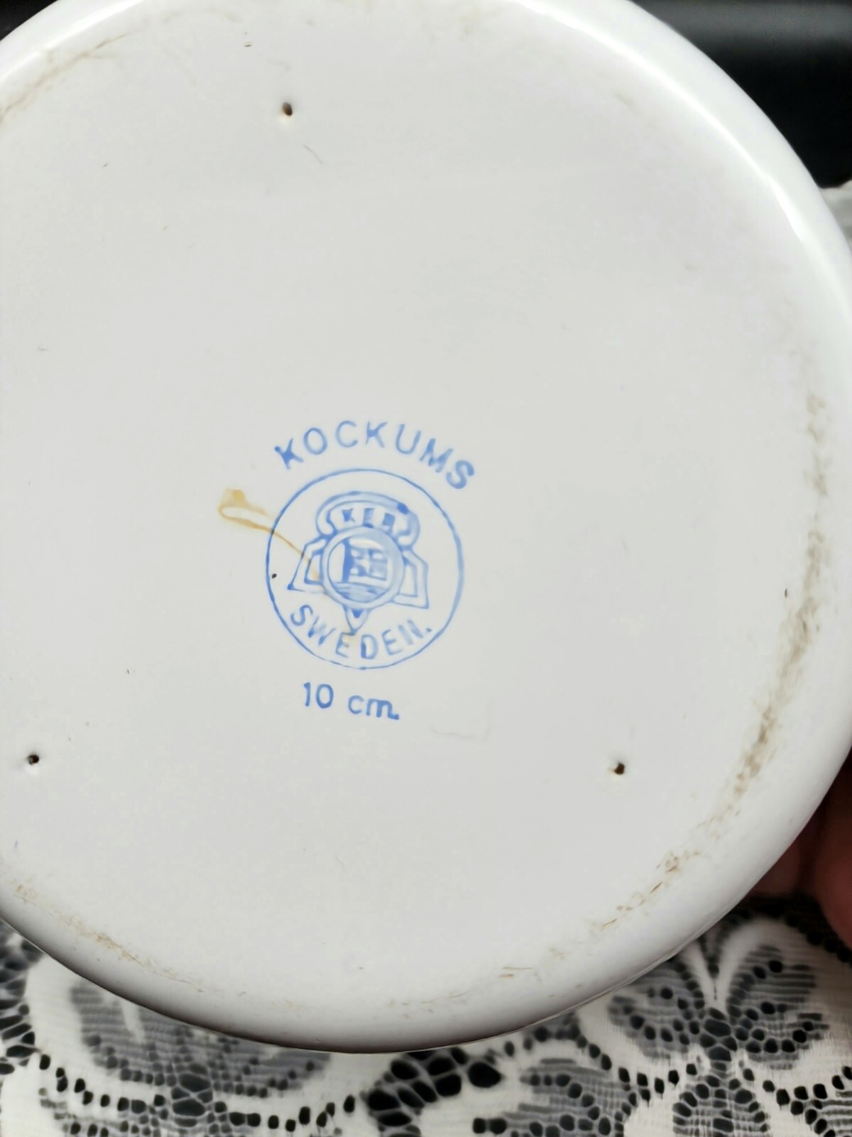 Vintage Kockums Sweden Enamelware Lidded Canister White Blue 10cm | eBay