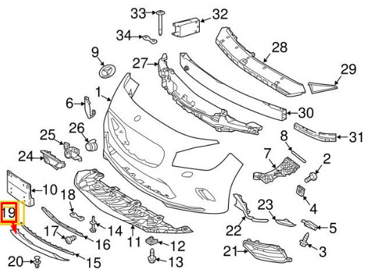 MB a W176 Front Bumper Lower Spoiler Trim A1768852300 Genuine for sale ...