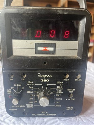 Vintage SIMPSON Model 360-2 Run II SERIES Volt Ohm Ammeter VOM ...