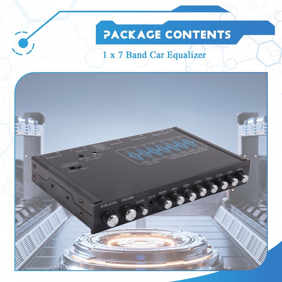 7 Band Car Equalizer Audio EQ Tuning Crossover Amplifier Parametric ...