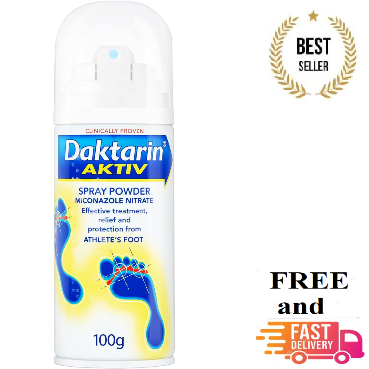 Daktarin Activ Spray Powder 100g Athletes Foot Treatment Fungal Feet ...