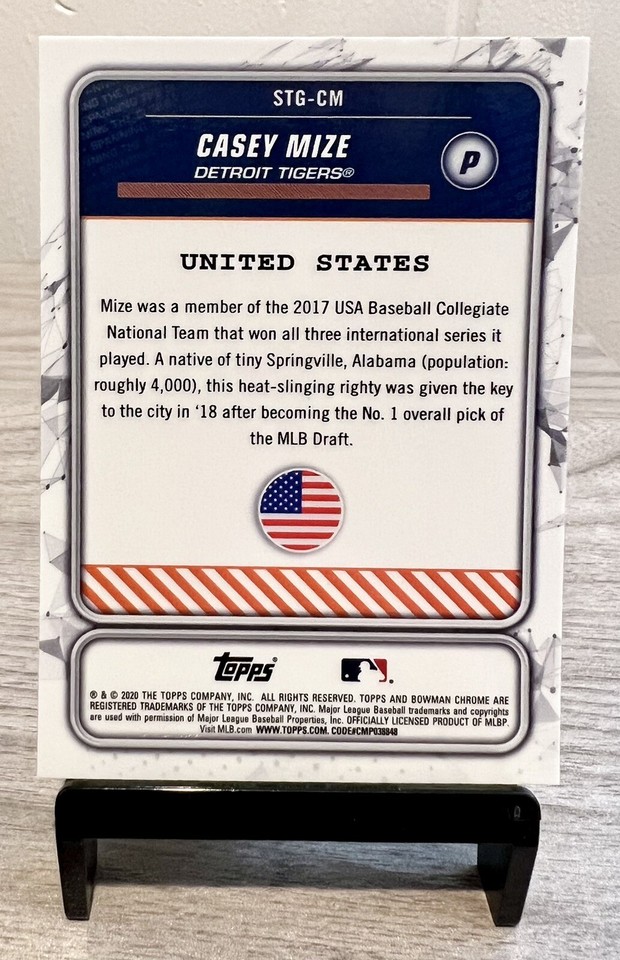 Casey Mize 2020 Bowman Card #STG-CM, Spanning The Globe Mega Box ...