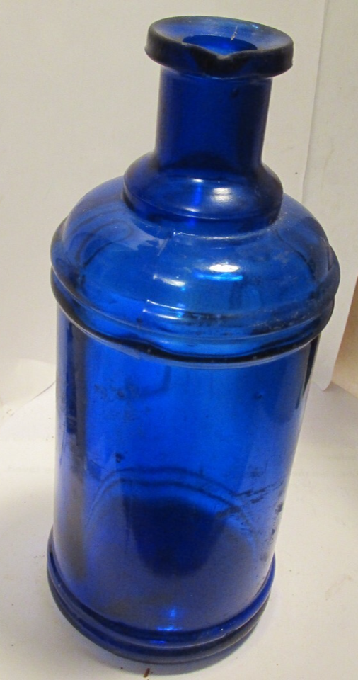 antique master ink cobalt blue with pour spout 7 1/2" tall old bottle ...