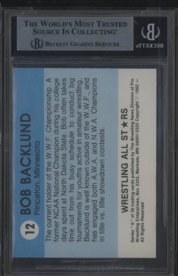 1982 PWE Wrestling All Stars Series A SETBREAK #12 Bob Backlund BGS 8 w ...