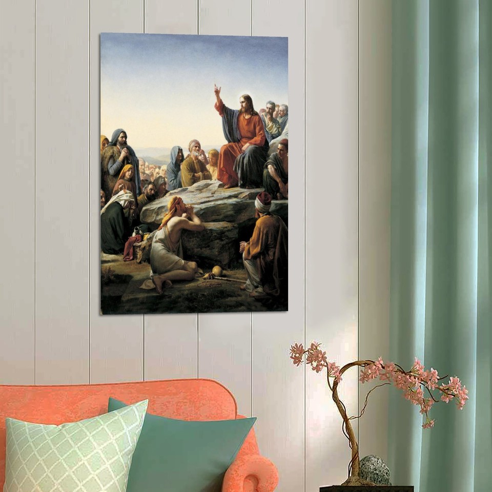 Christ's Sermon On The Mount Beatitudes Canvas Art Wall Painting Poster ...