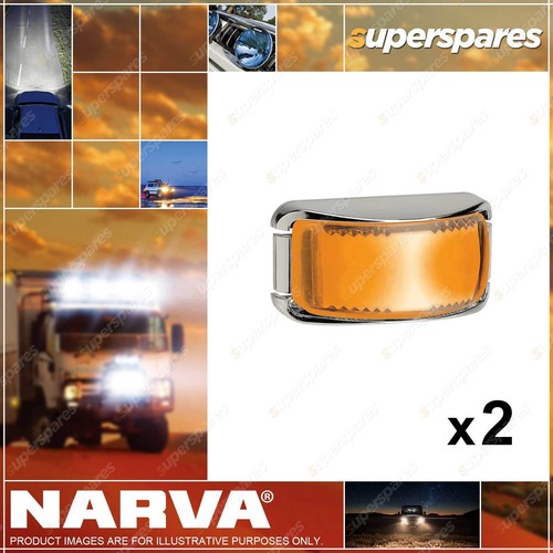 2 x Narva 9-33V LED Side Direction Indicator Lamps Amber w/Chrome ...