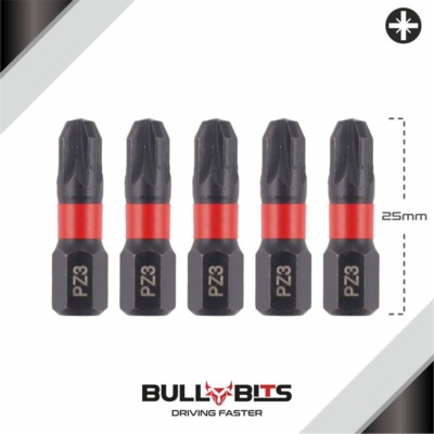 5x 25mm Bull Bits PZ3 Impact Rated Drill Screwdriver Bits | eBay UK